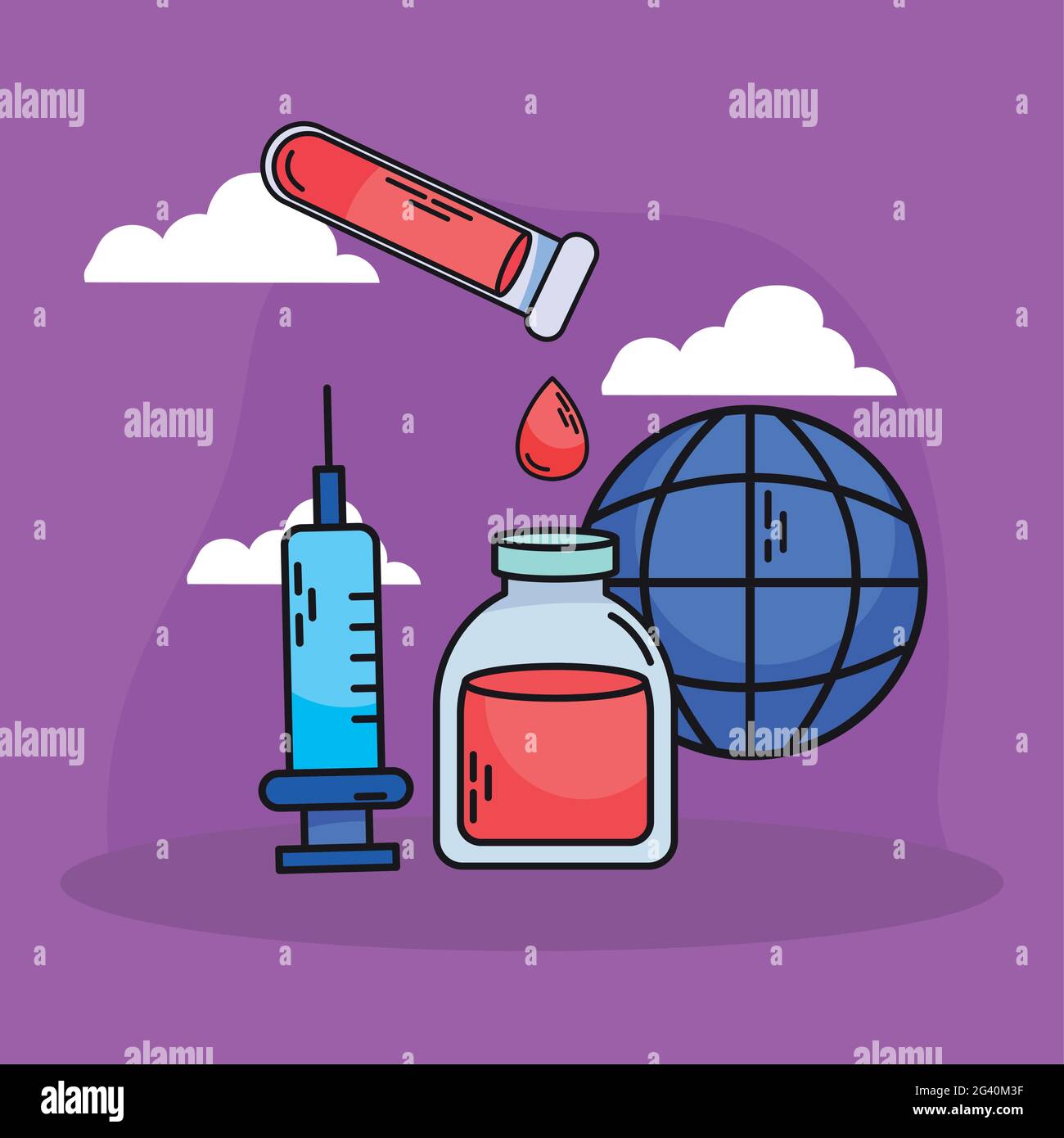 chemistry and science injection jar tube and global sphere Stock Vector ...