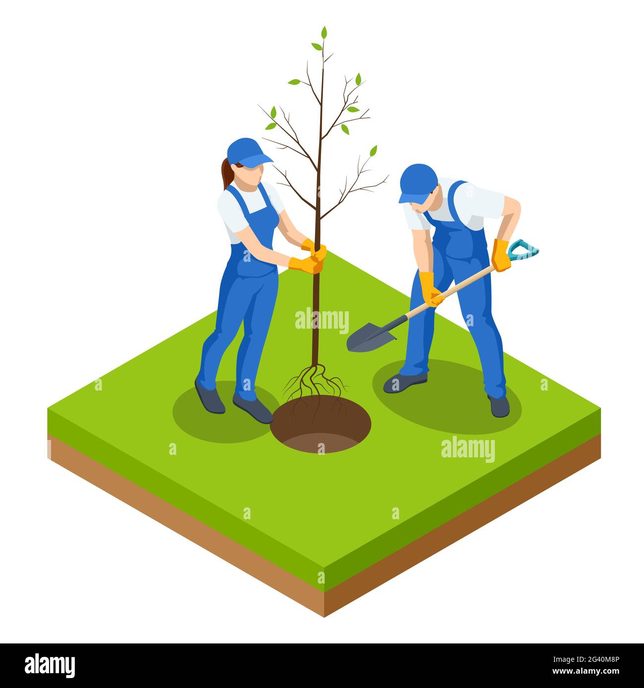 Isometric Community Work Day. Environment Protection Concept. Group ...