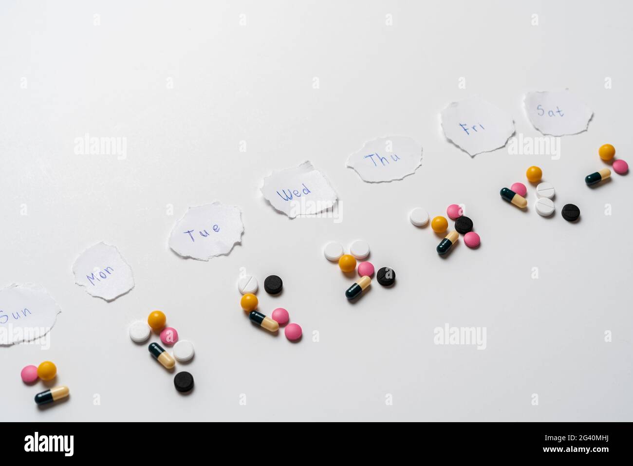 daily week schedule for medicine pills treatment flat lay Stock Photo ...
