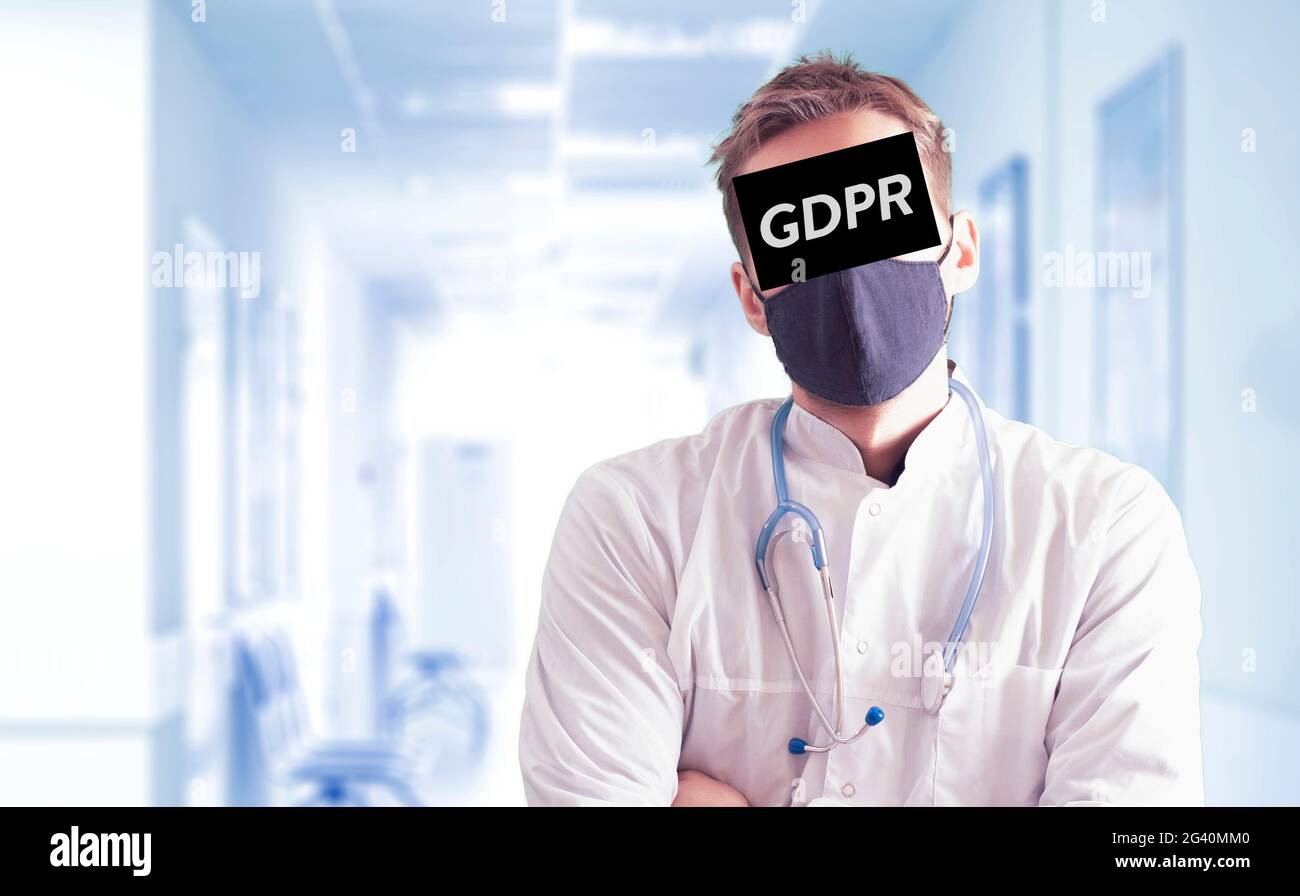 gdpr person with frame on the face, concept of personal information ...