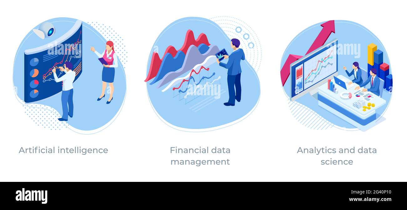 Isometric web business concept of financial administration, accounting ...