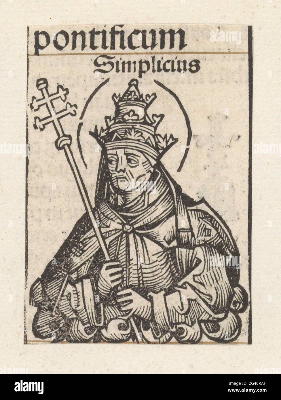 Pope Simplicius; Simplicius; Liber chronicarum. A flower celk with a ...