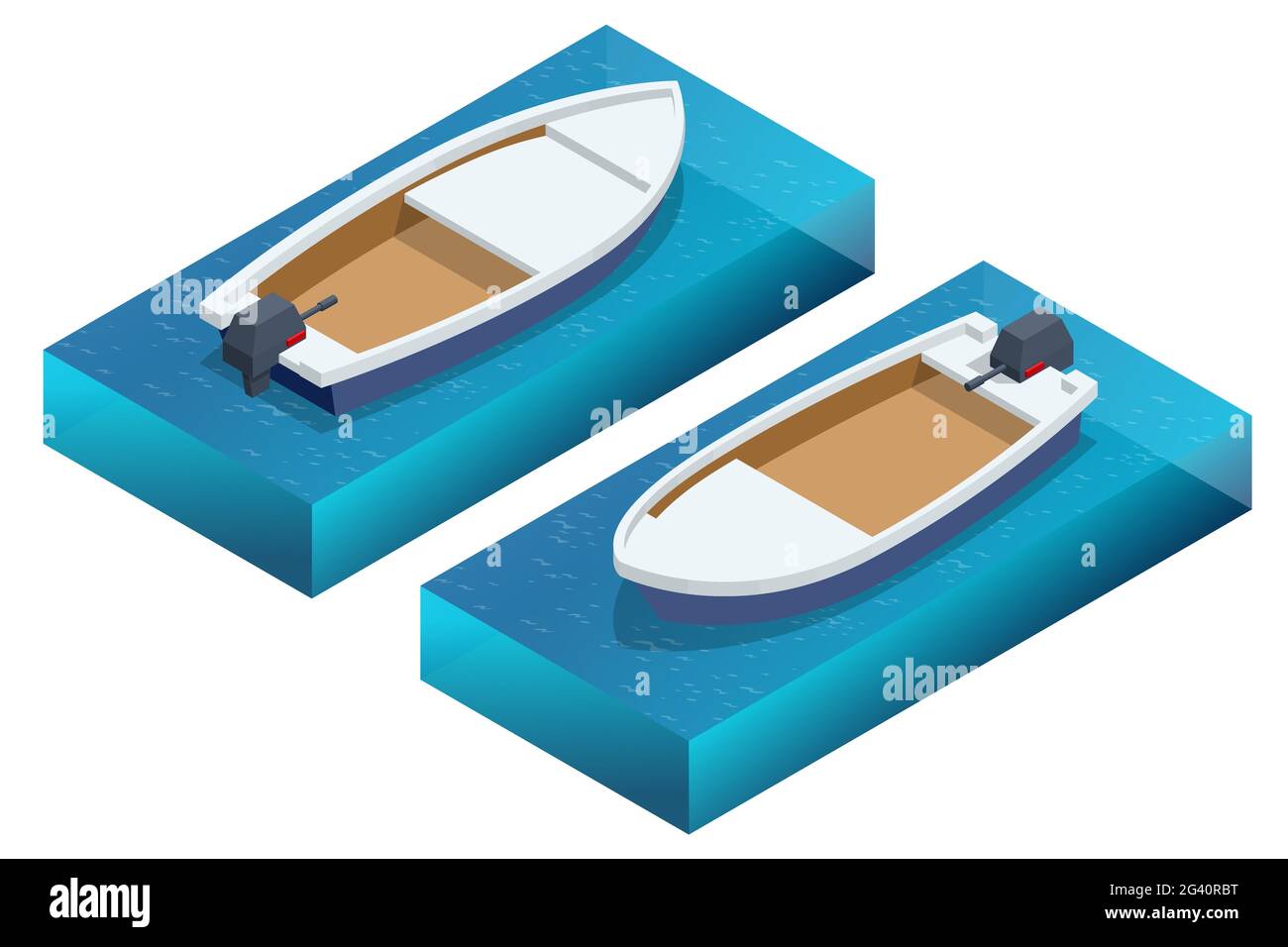 Isometric Powerboat or Speed boat isolated object on a white background ...
