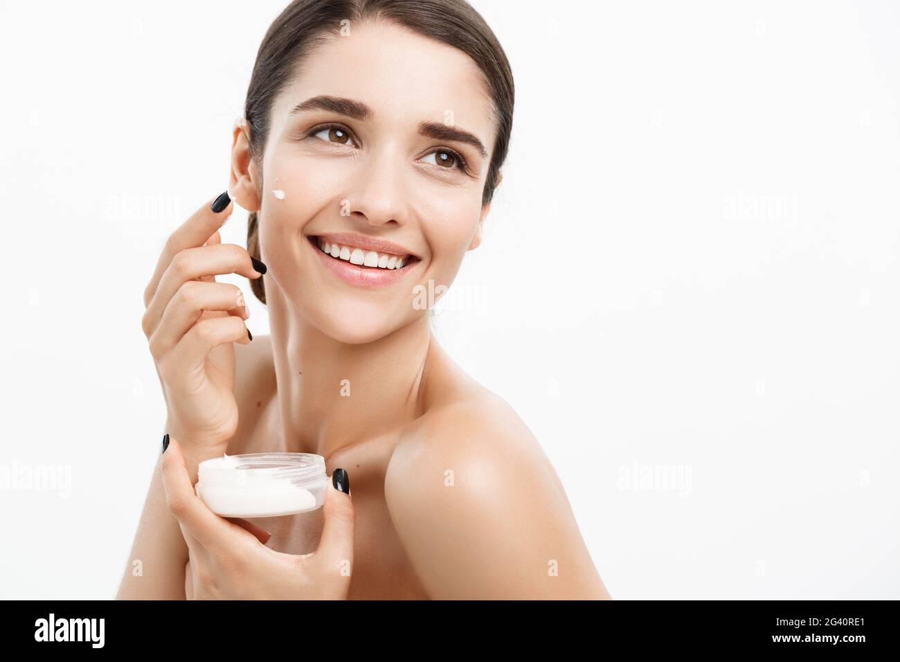 Beauty Youth Skin Care Concept - Close up Beautiful Caucasian Woman ...