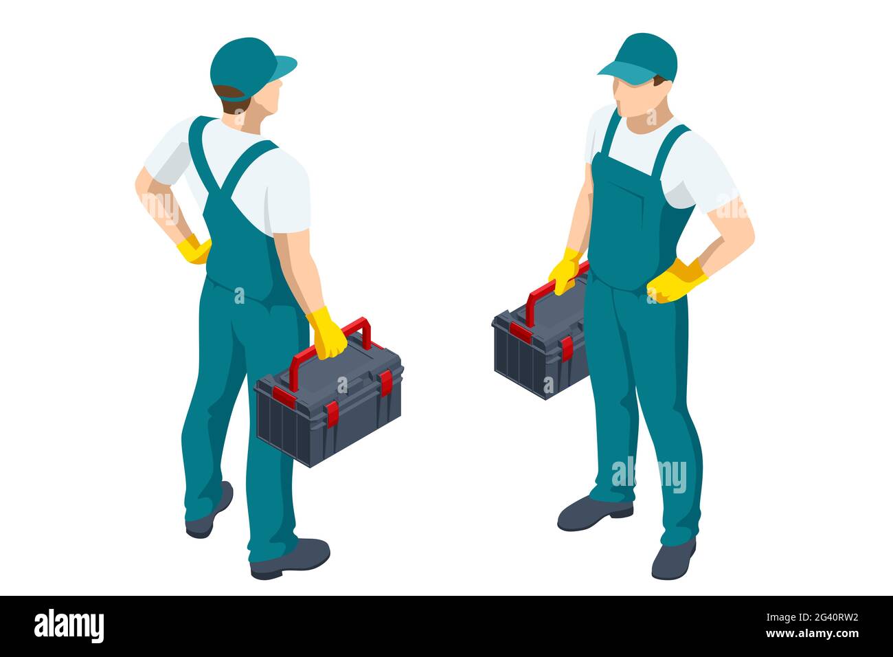 Electrician handyman cartoon character holding hi-res stock photography ...