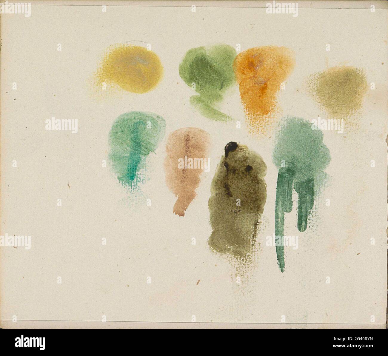 Study sheet with color tests. Leaf 9 Verso from a sketchbook with 12 ...