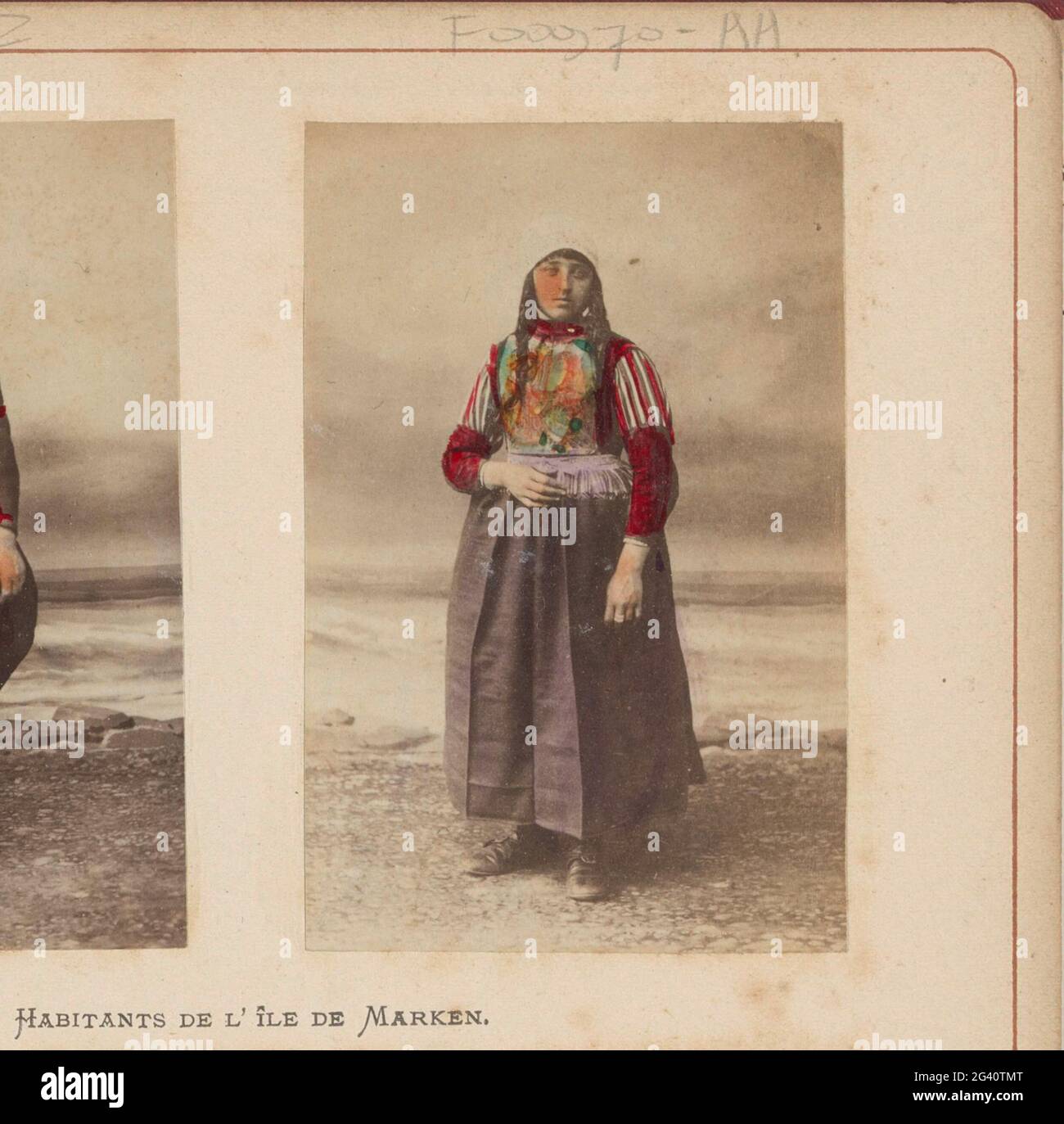 Portrait of a woman in Marken's traditional costume; Habitants de l'Île ...