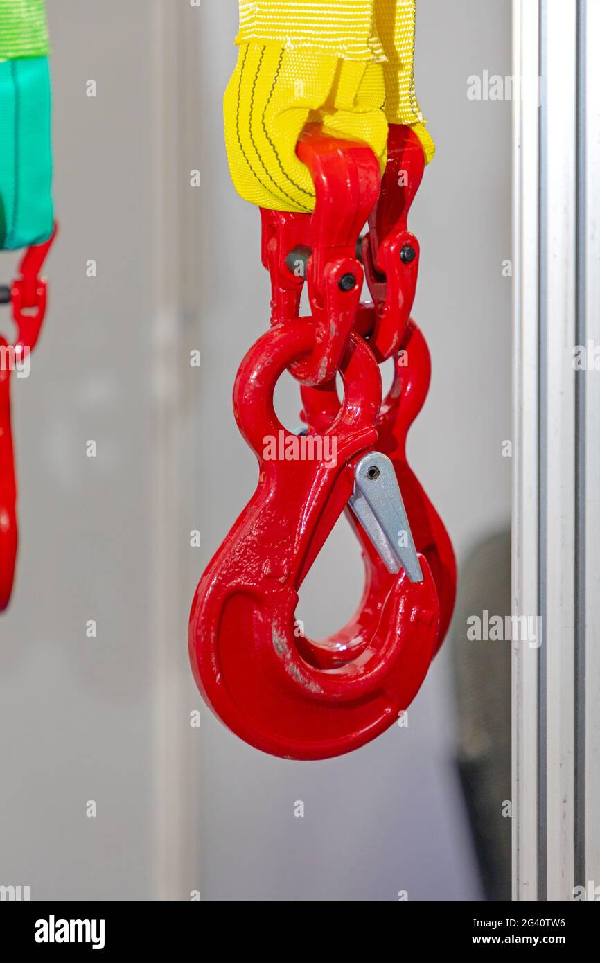 Red Hook With Latch for Heavy Lifting Cargo Stock Photo - Alamy