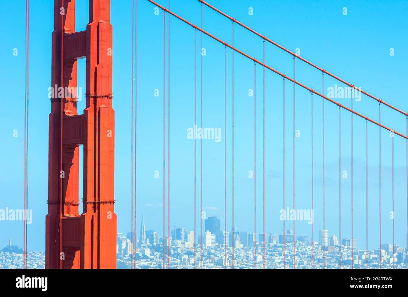 View of golden gate bridge and financial district hi-res stock ...
