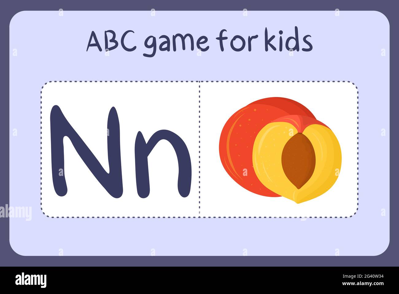 Kid alphabet mini games in cartoon style with letter N - nectarine ...