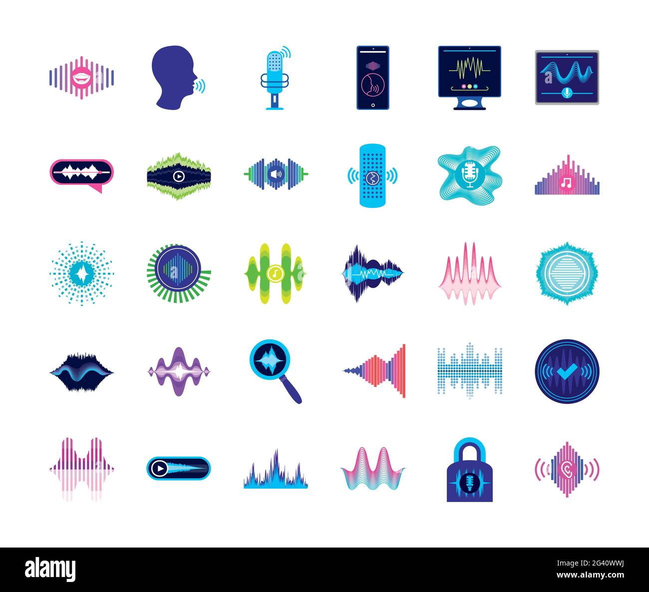 voice recognition icon set Stock Vector Image & Art - Alamy