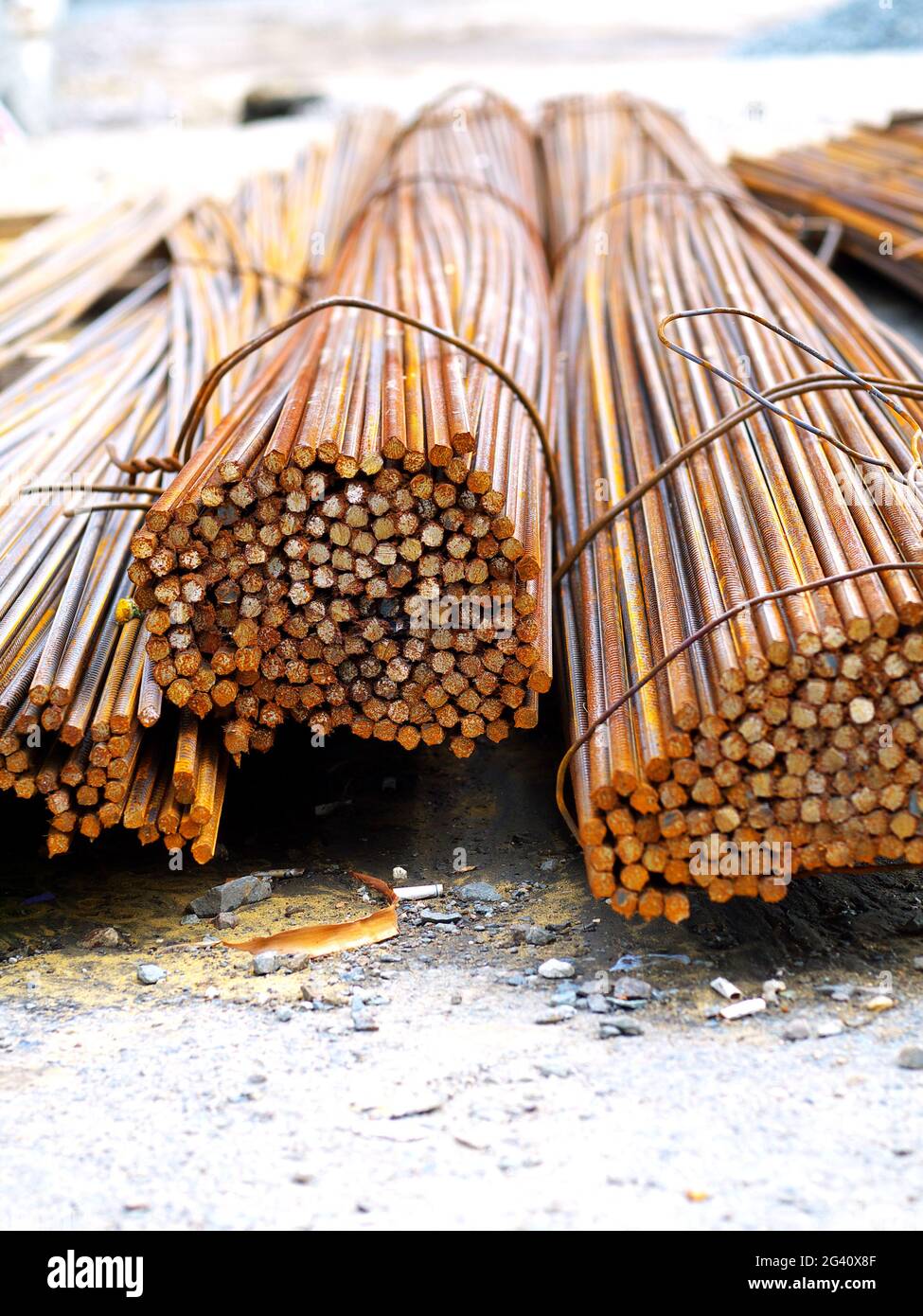 piles of reinforcing steel bars on a construction site Stock Photo - Alamy