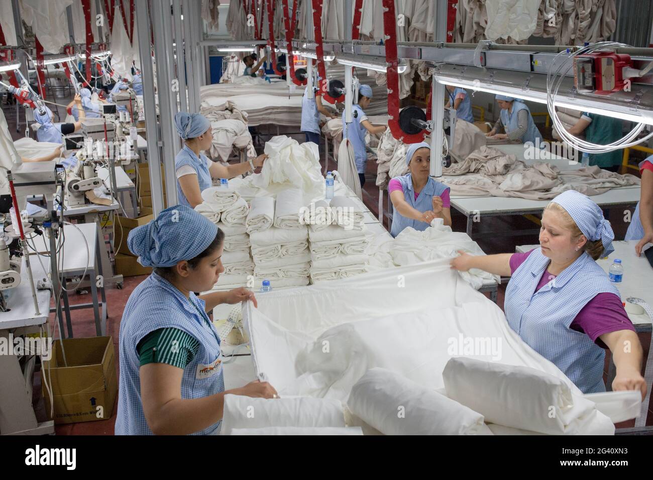 Denizli / Turkey - 06/07/2014: Unknown female workers working in a ...