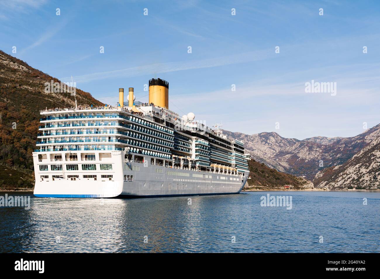 Tivat, Montenegro - 01 june 2020: A tall, high-rise huge cruise liner ...