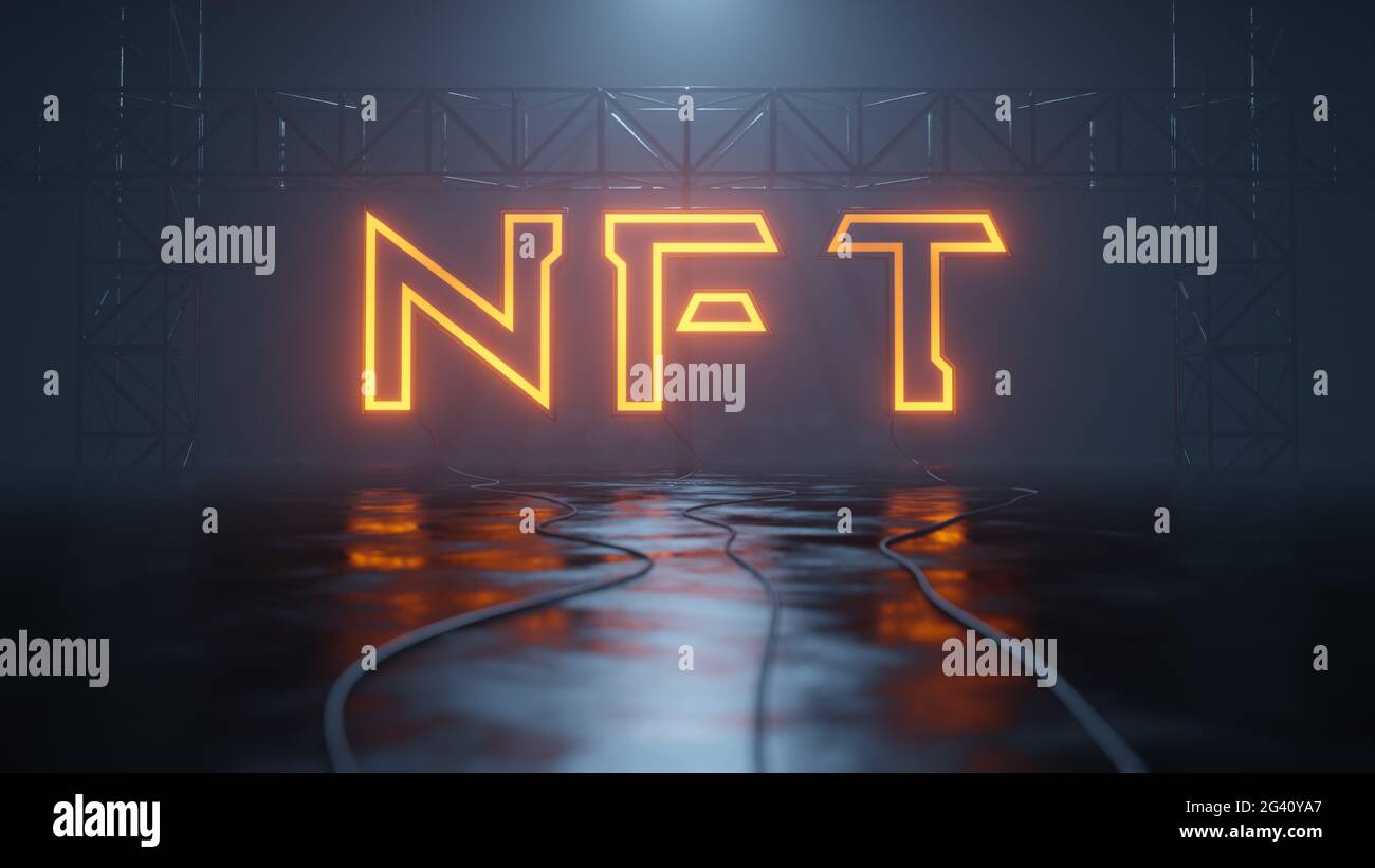 Neon light sign nft Stock Photo - Alamy