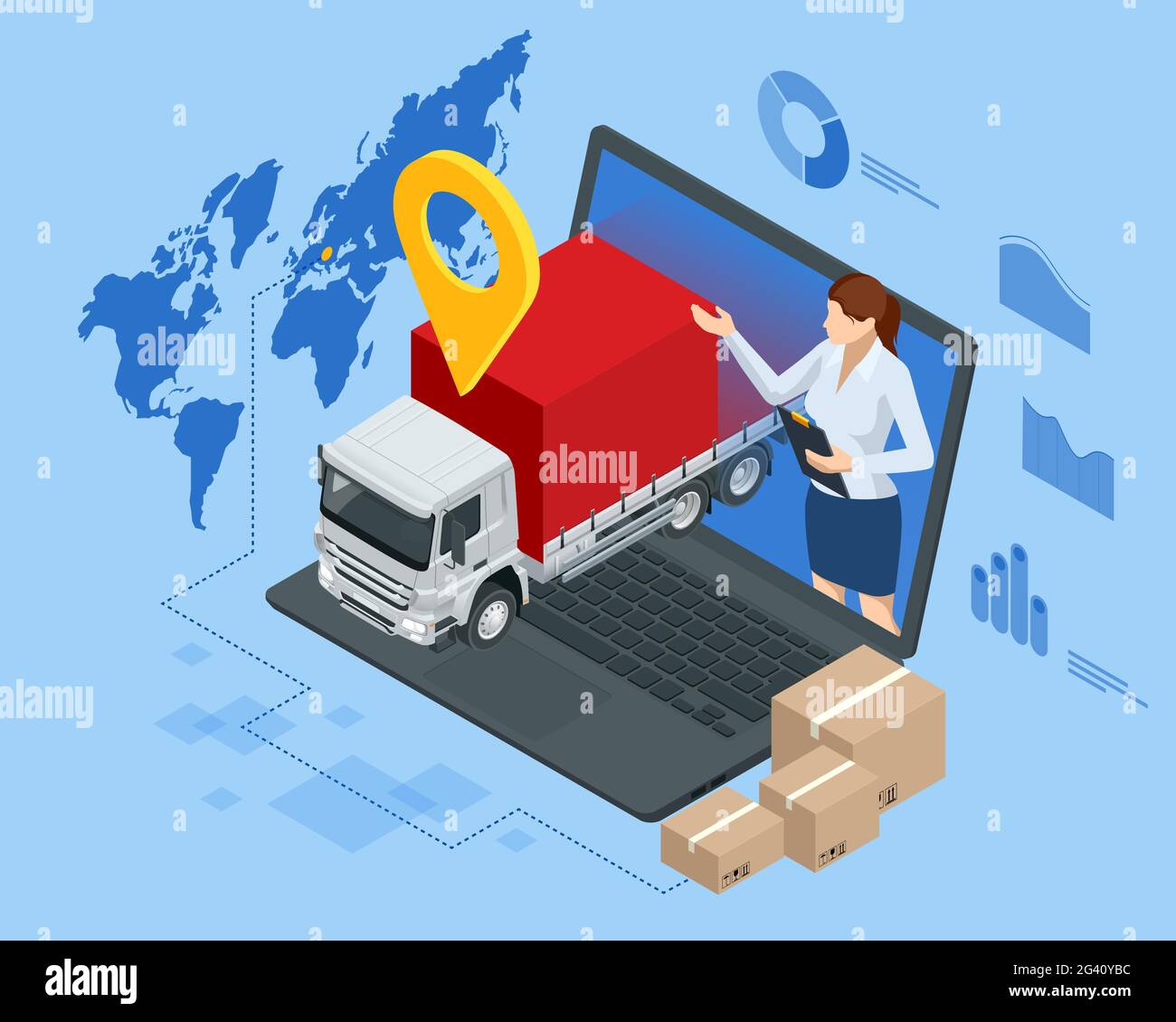 Isometric Logistics and Delivery Infographics. Delivery home and office ...