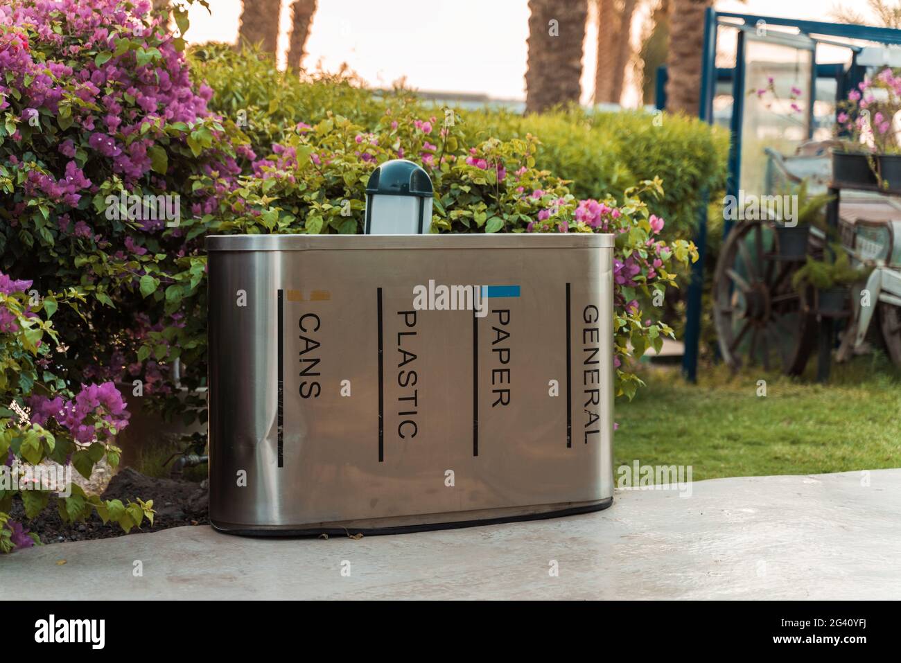 Eco concept, garbage sorting. The modern hotel has sorting bins Stock ...