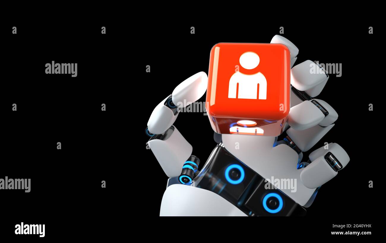 Robot Hand Cube Human Stock Photo - Alamy
