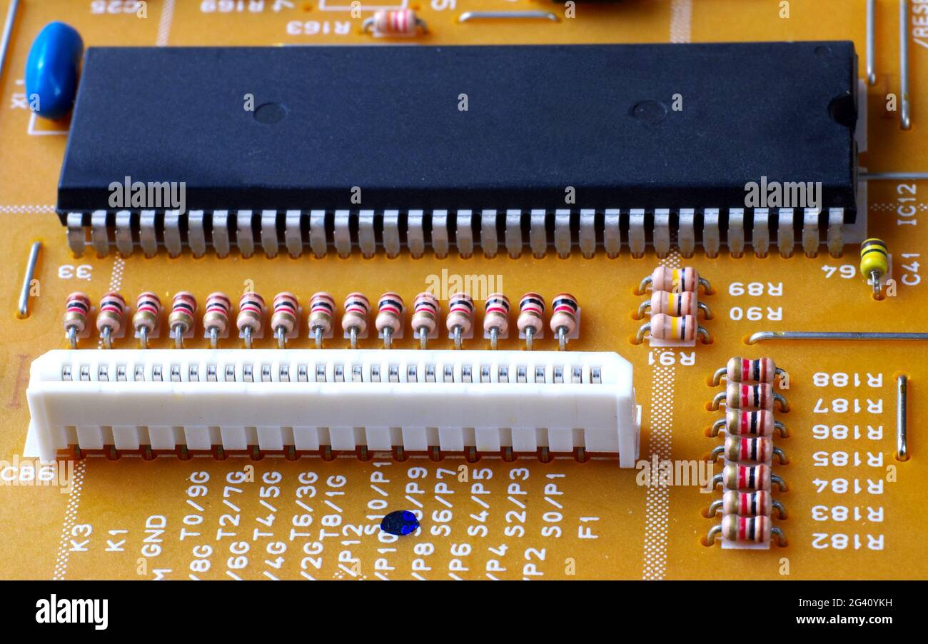flexible flat cable connector, microchip and other components mounted ...