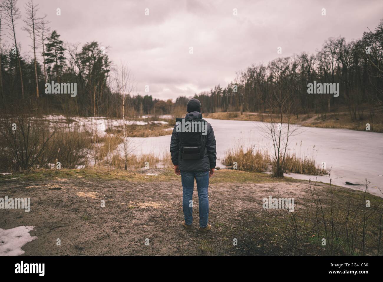 Concept of loneliness in life. Person was isolated from others connect ...