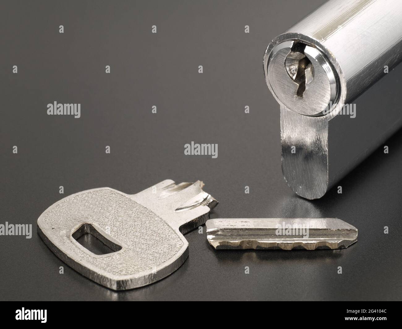 Pin tumbler of cylinder lock internal mechanism and broken key with ...