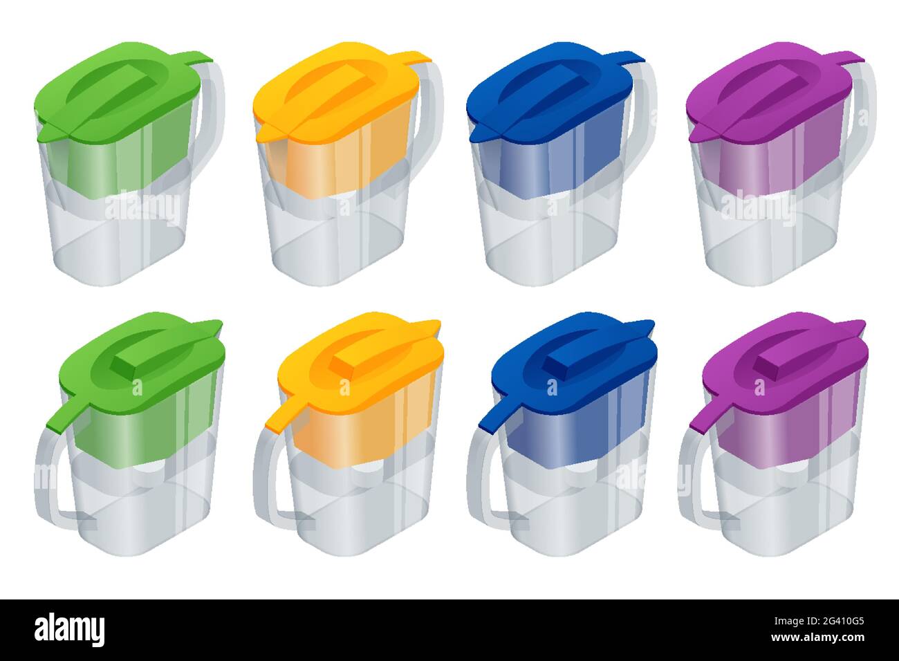 Isometric Blue Water Filter Jug with Cartridge Isolated on White ...