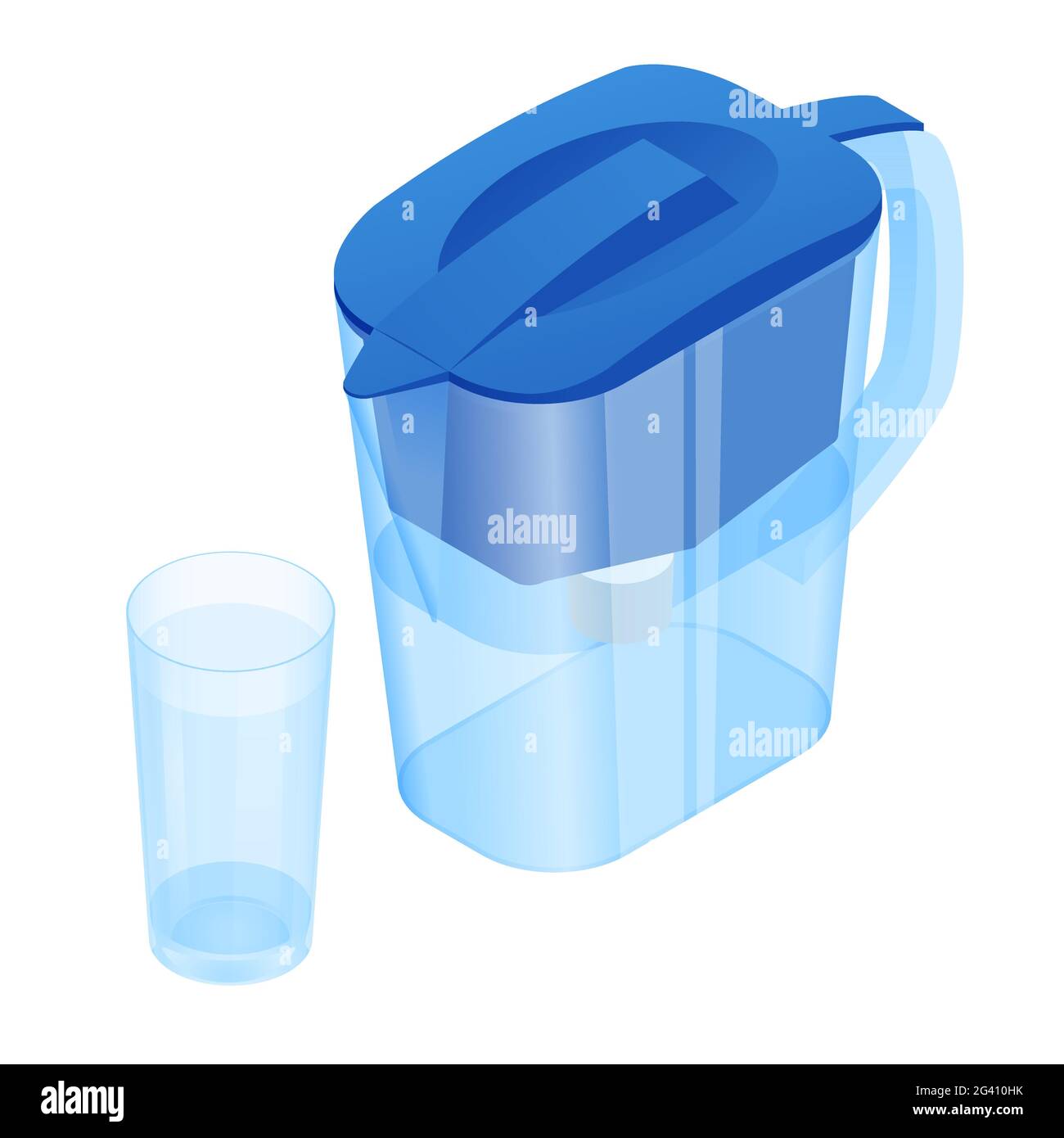 Isometric Blue Water Filter Jug with Cartridge Isolated on White ...
