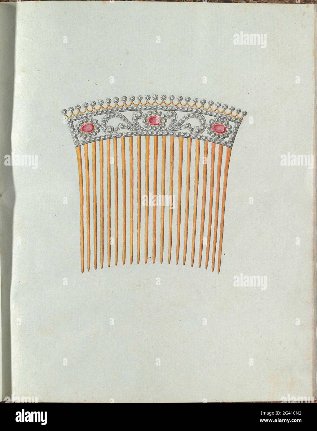 Hair comb with twenty teeth and three red stones Stock Photo - Alamy