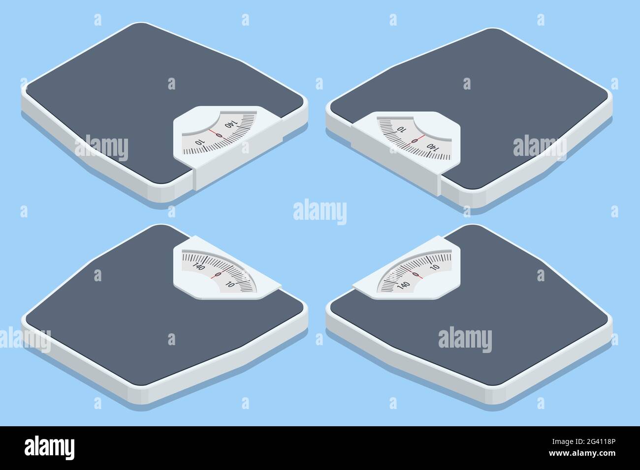 Isometric Bathroom Scales on white background, top view. Weight loss ...