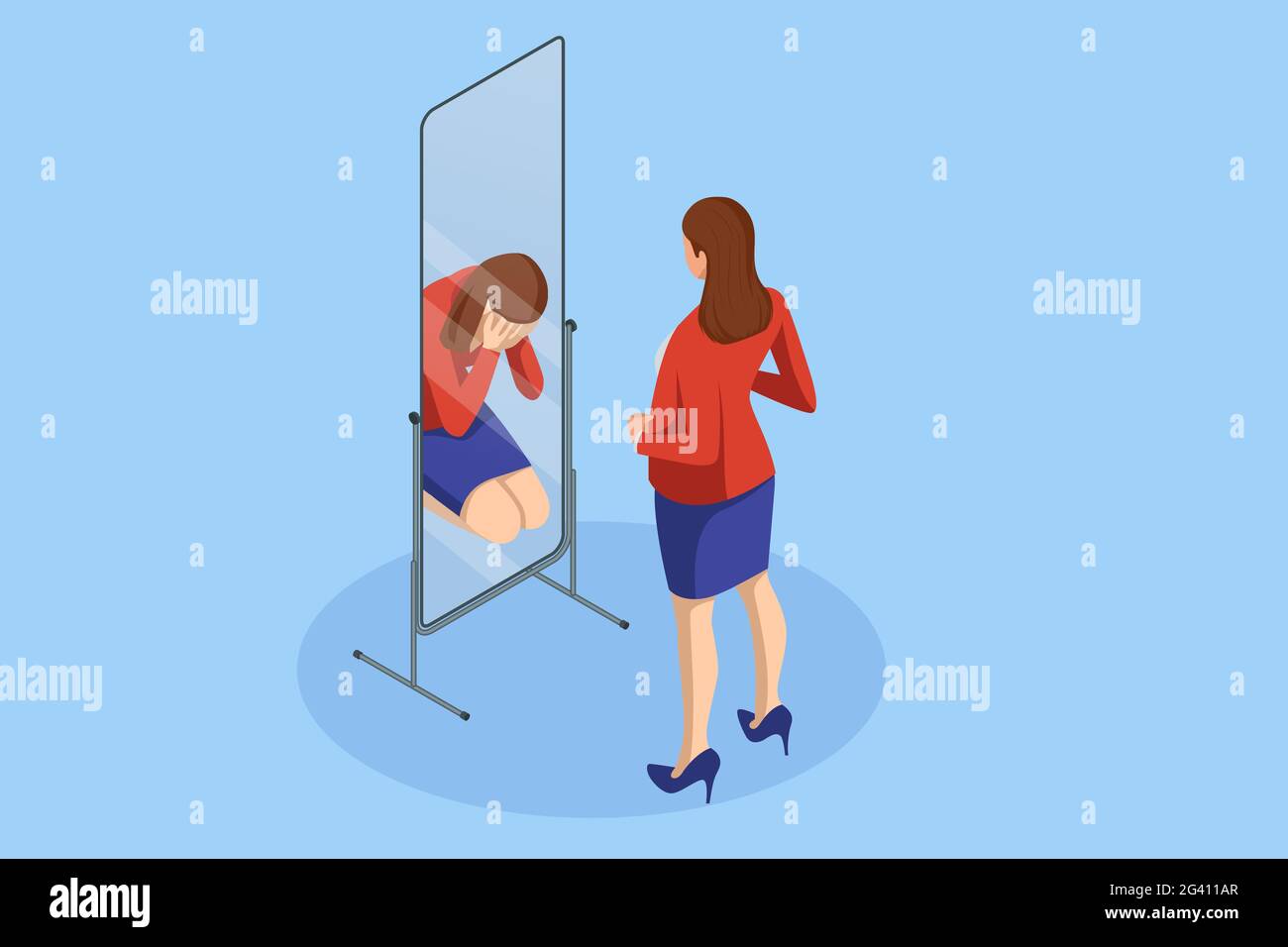 Isometric Depressed women. Psychology, health, care, depression ...