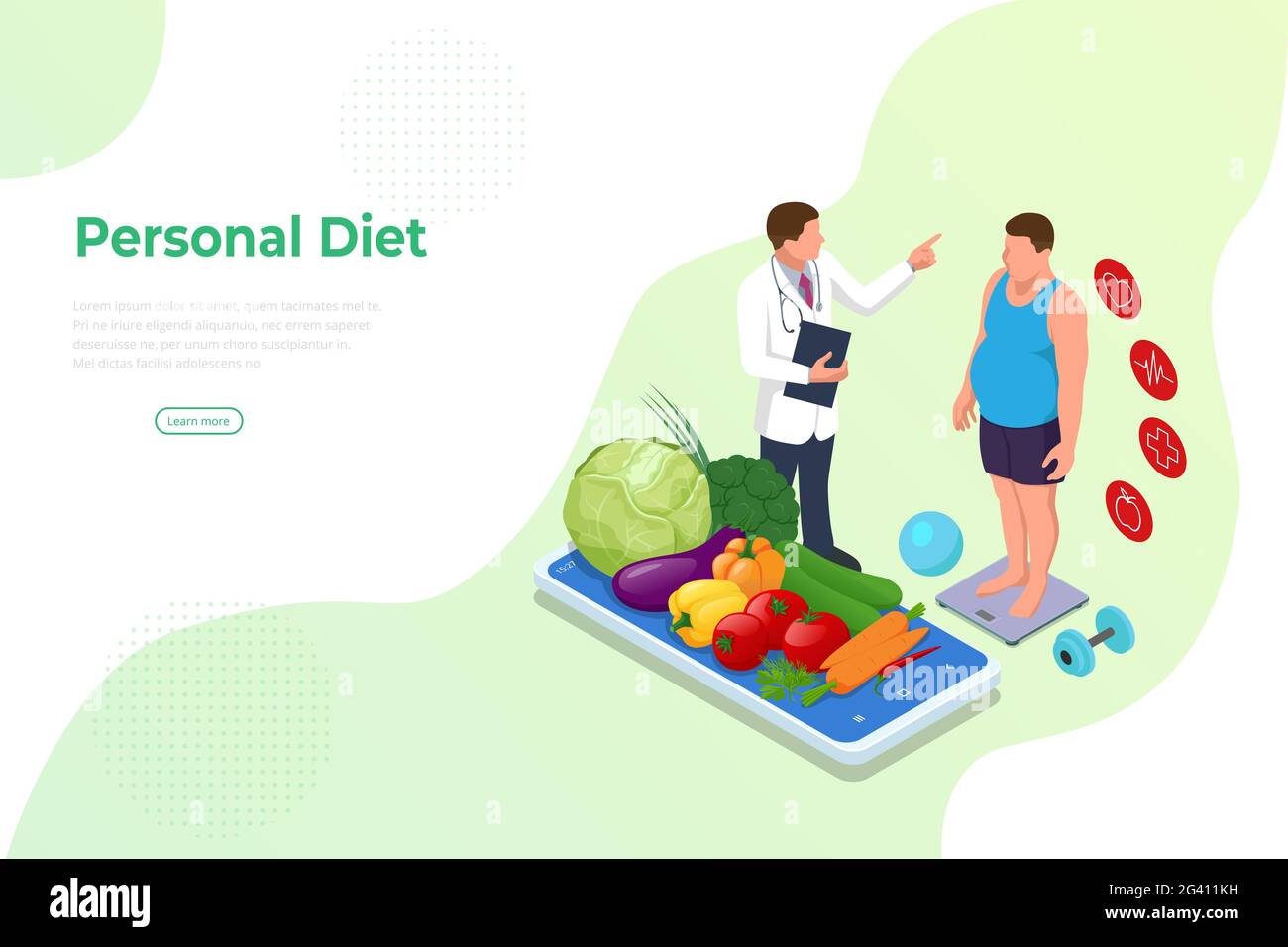Isometric Healthy food and Diet planning concept. Healthy eating ...