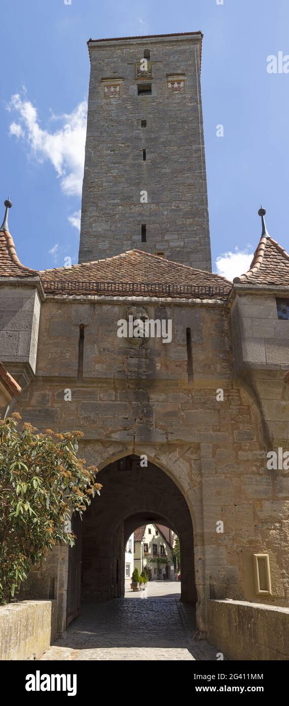 Castle gate in Rothenburg ob der Tauber, Middle Franconia, Bavaria ...