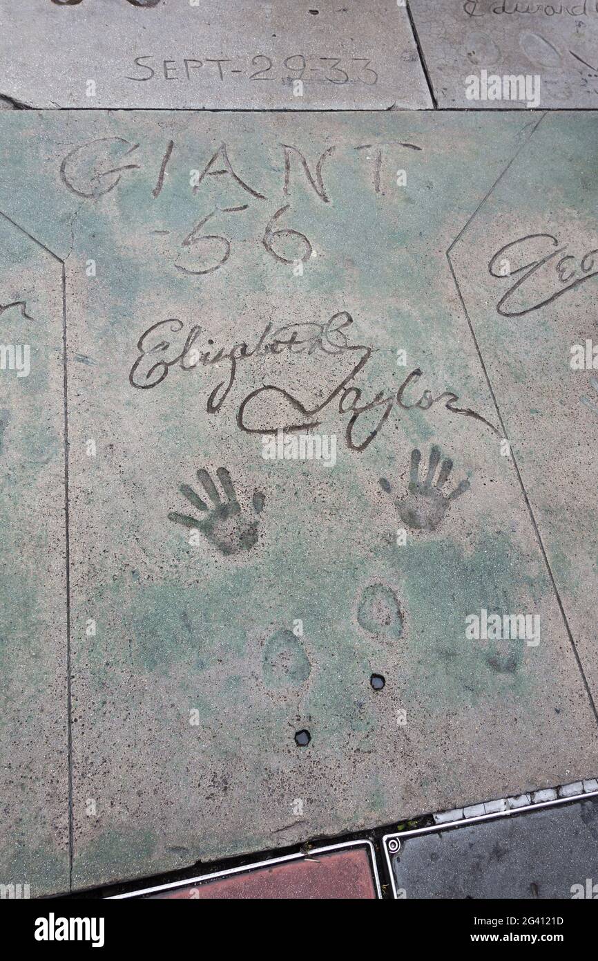 Elizabeth Taylor signature and handprints Hollywood Stock Photo - Alamy