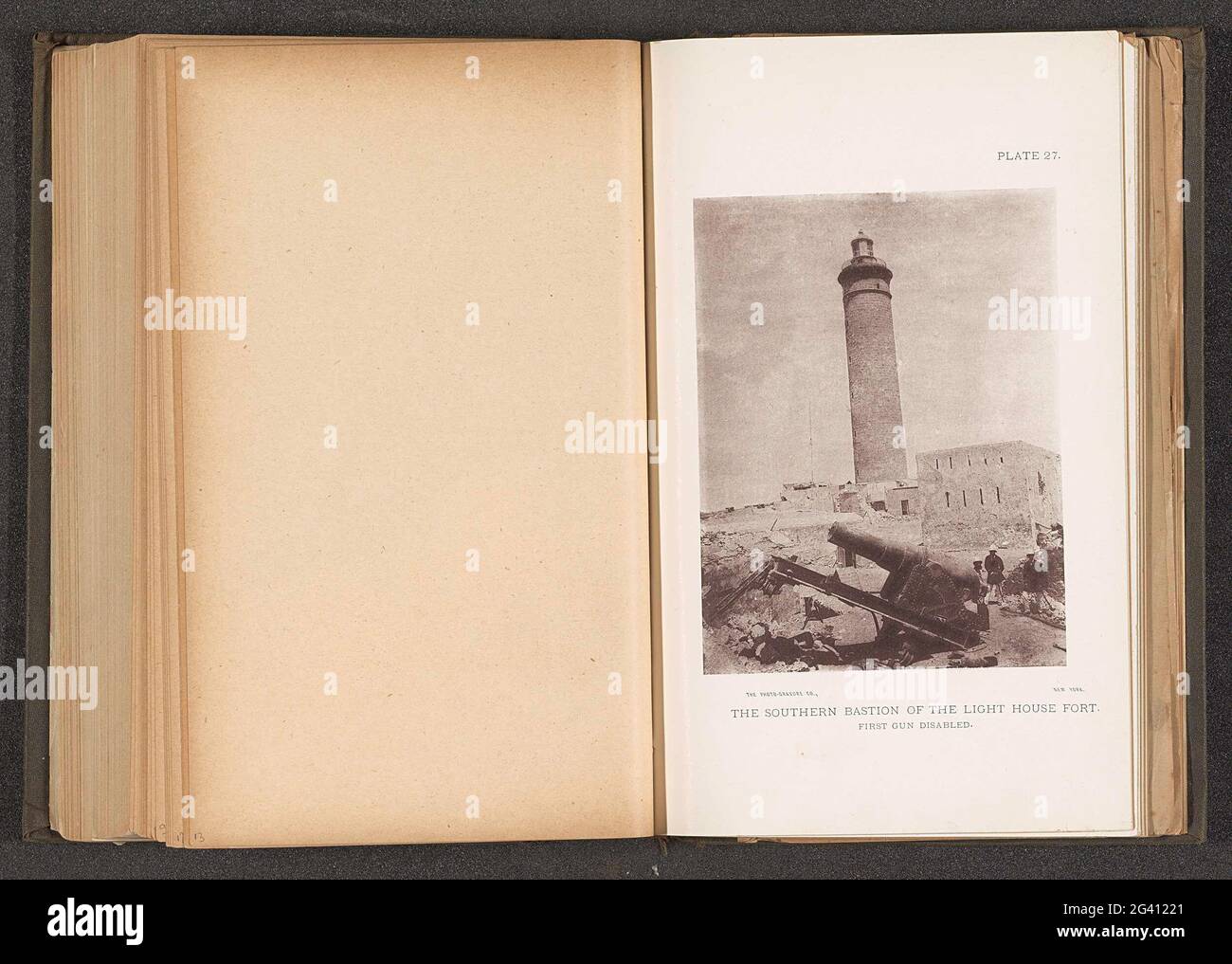 View of the southern bastion of a fort in Alexandria with a lighthouse ...