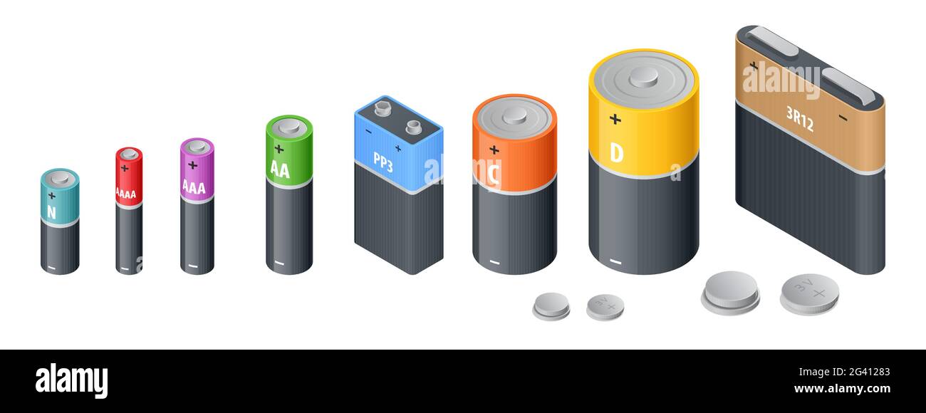 Isometric Alkaline Battery, Accumulators. Alkaline cylinder ...