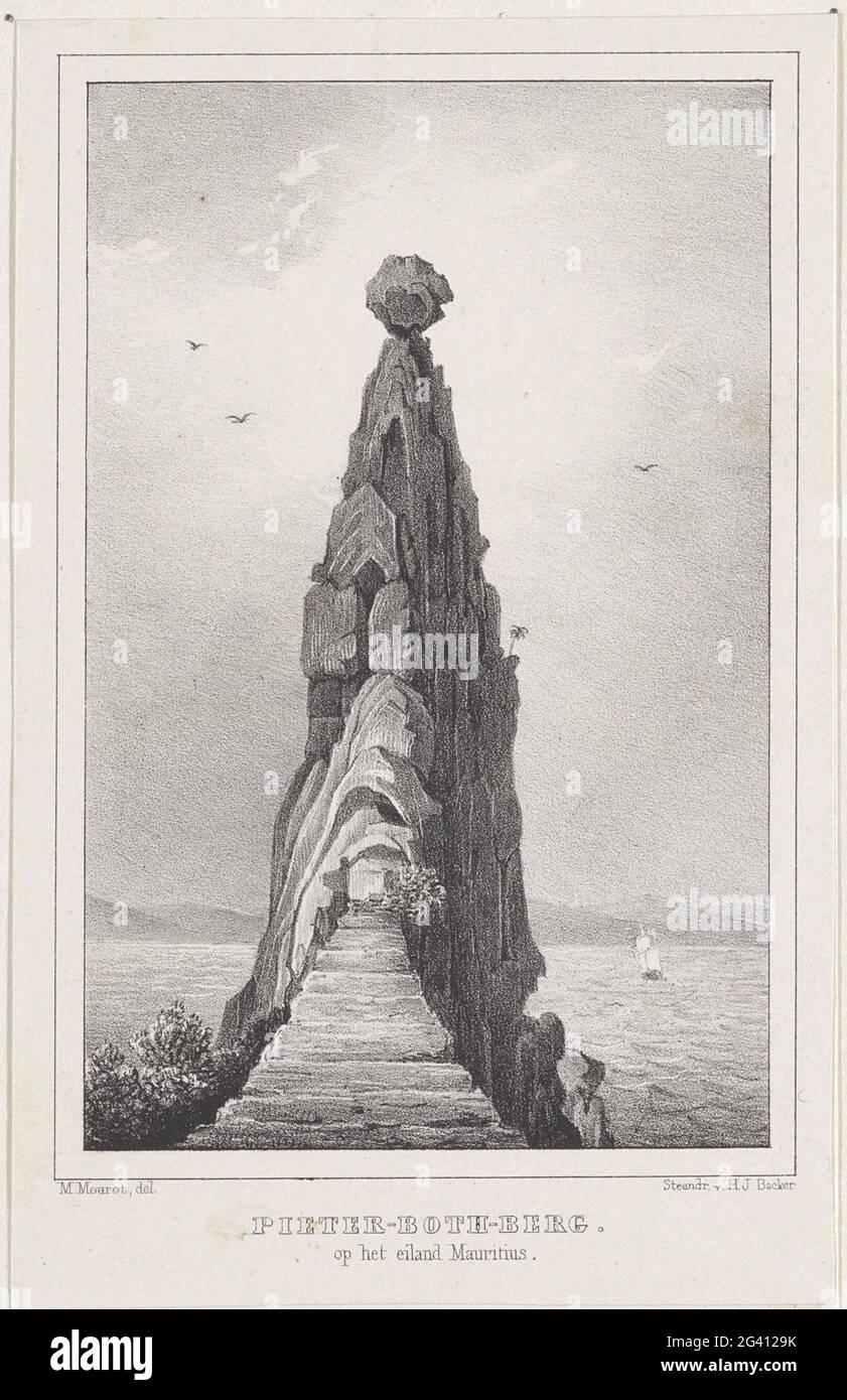 Pieter Both-Berg on the island of Mauritius. There is a boat in the ...