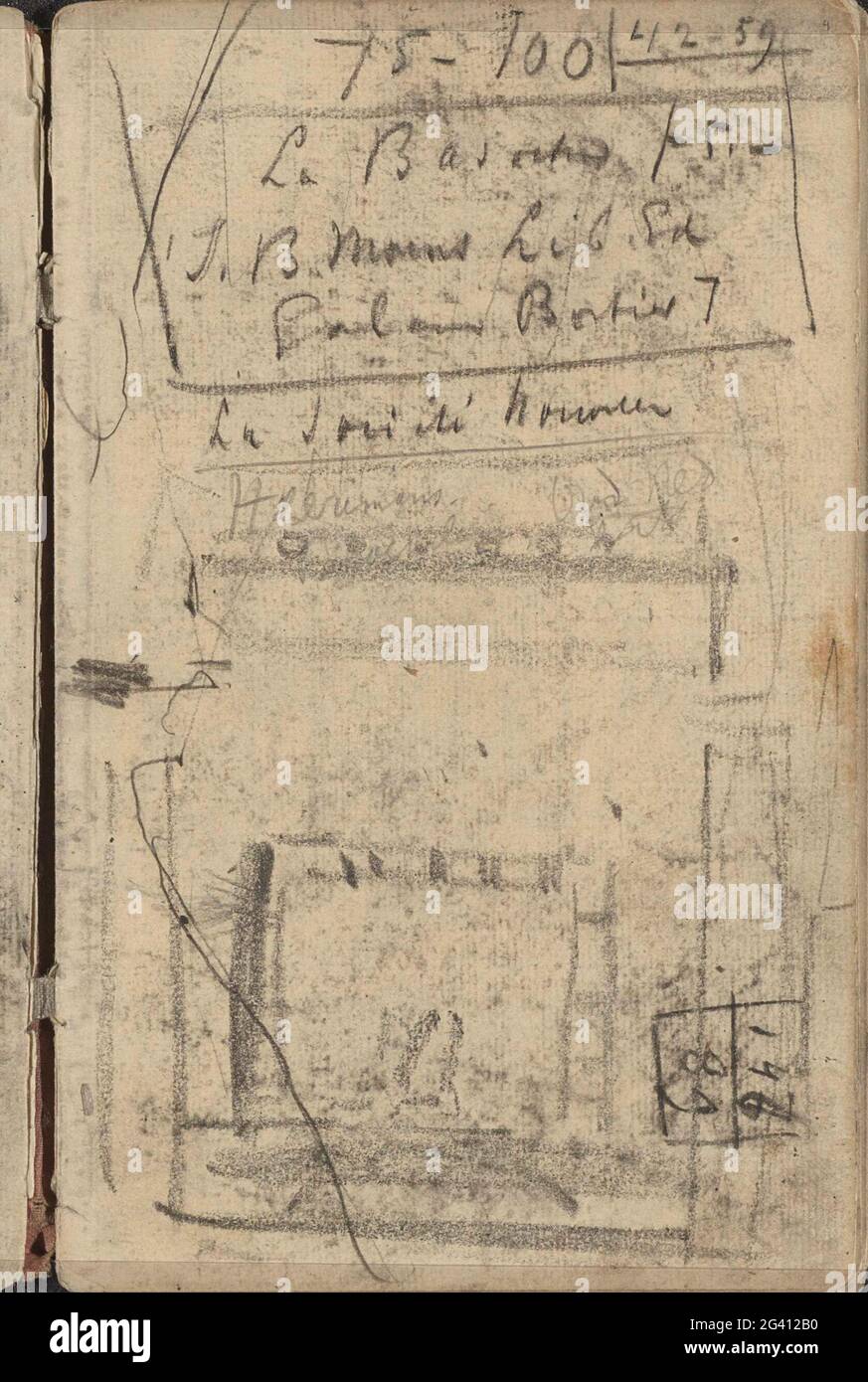 Study, possibly from a fireplace. Page 4 from a sketchbook with 16 ...