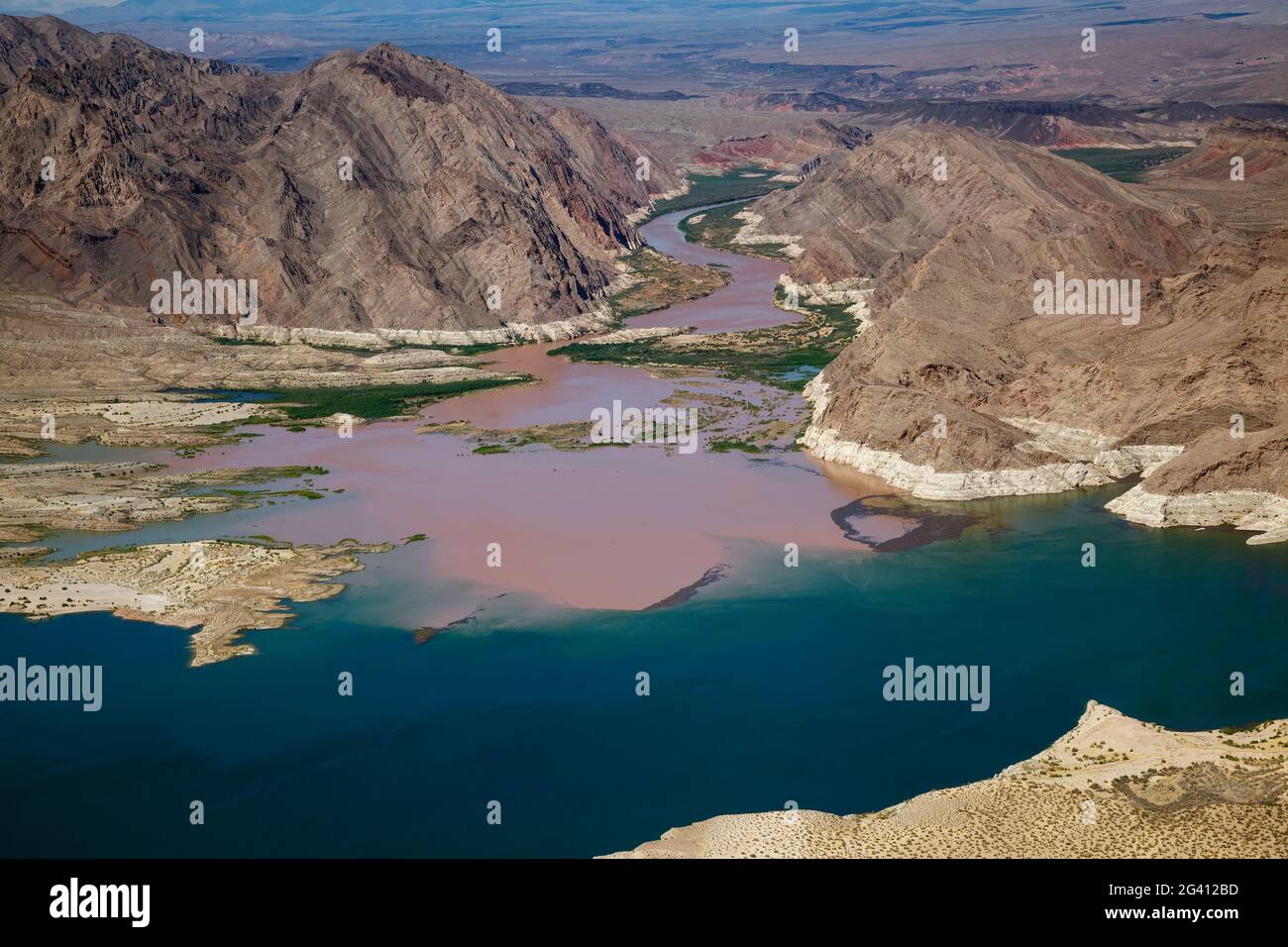 Colorado River joins Lake Mead Stock Photo - Alamy