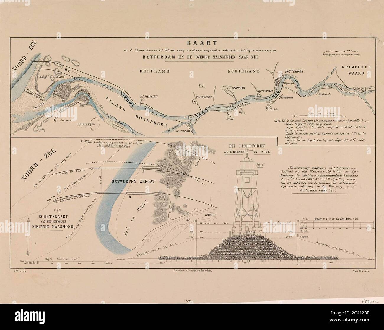 Map of the Nieuwe Maas and a design for the improvement of the waterway ...