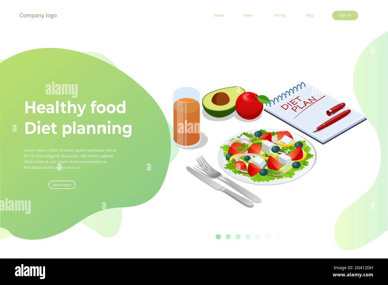 Isometric Healthy food and Diet planning concept. Healthy eating ...