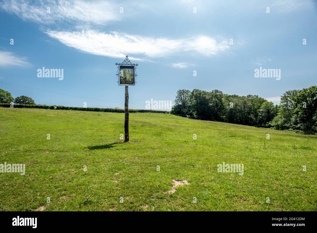 Fletching June 16th 2021: An isolated pub sign near Fletching, East ...