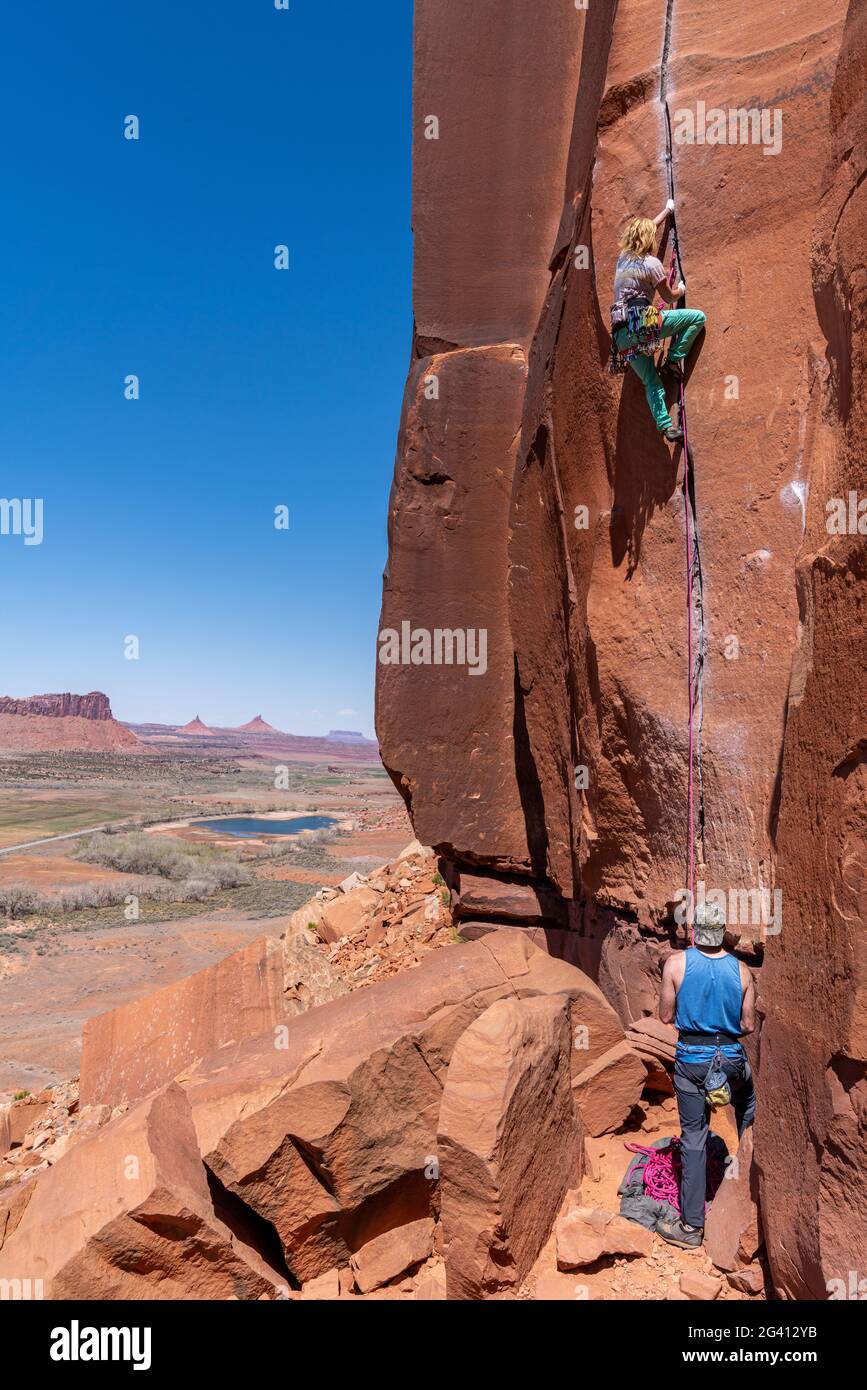 Rock Climbing Women Stock Photo - Alamy