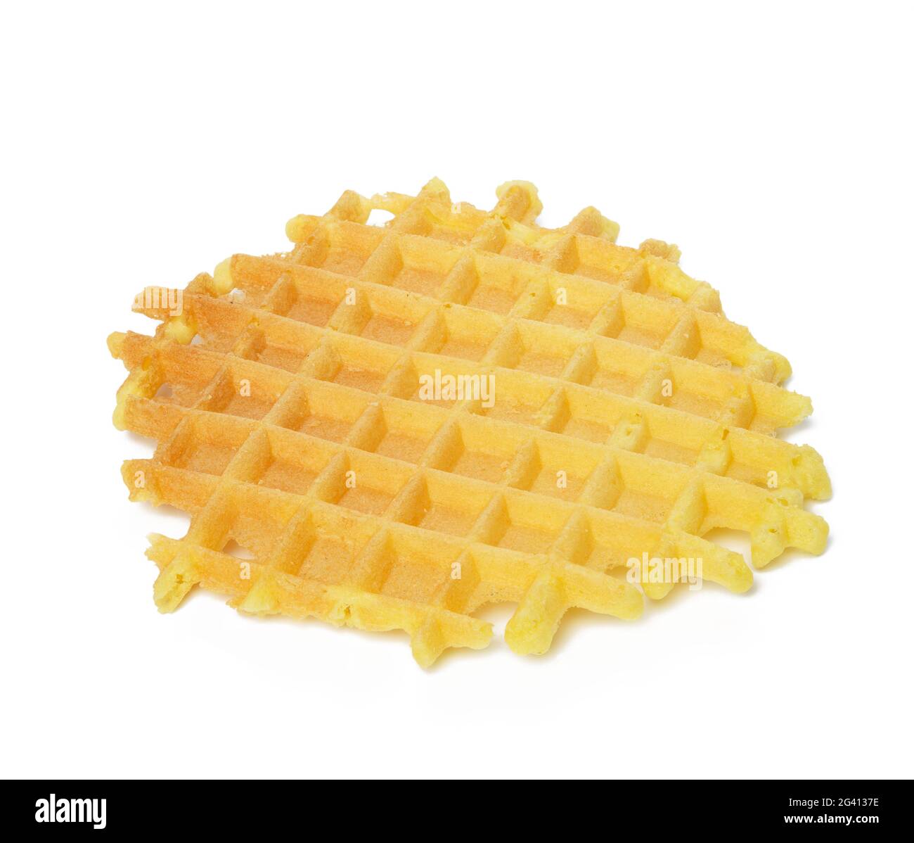 Round baked waffle isolated on white background Stock Photo - Alamy
