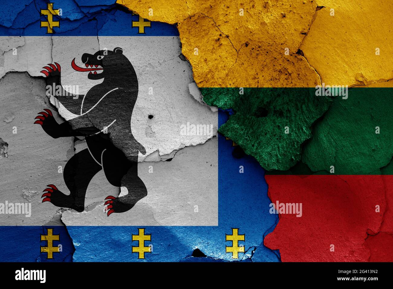 Flags of Siauliai and Lithuania painted on cracked wall Stock Photo - Alamy