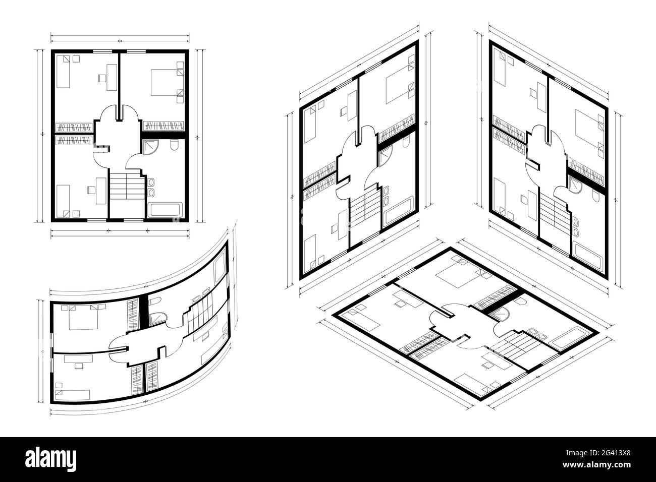 Isometric Architect Blueprint Vector Plan Of Home Blueprint House Plan