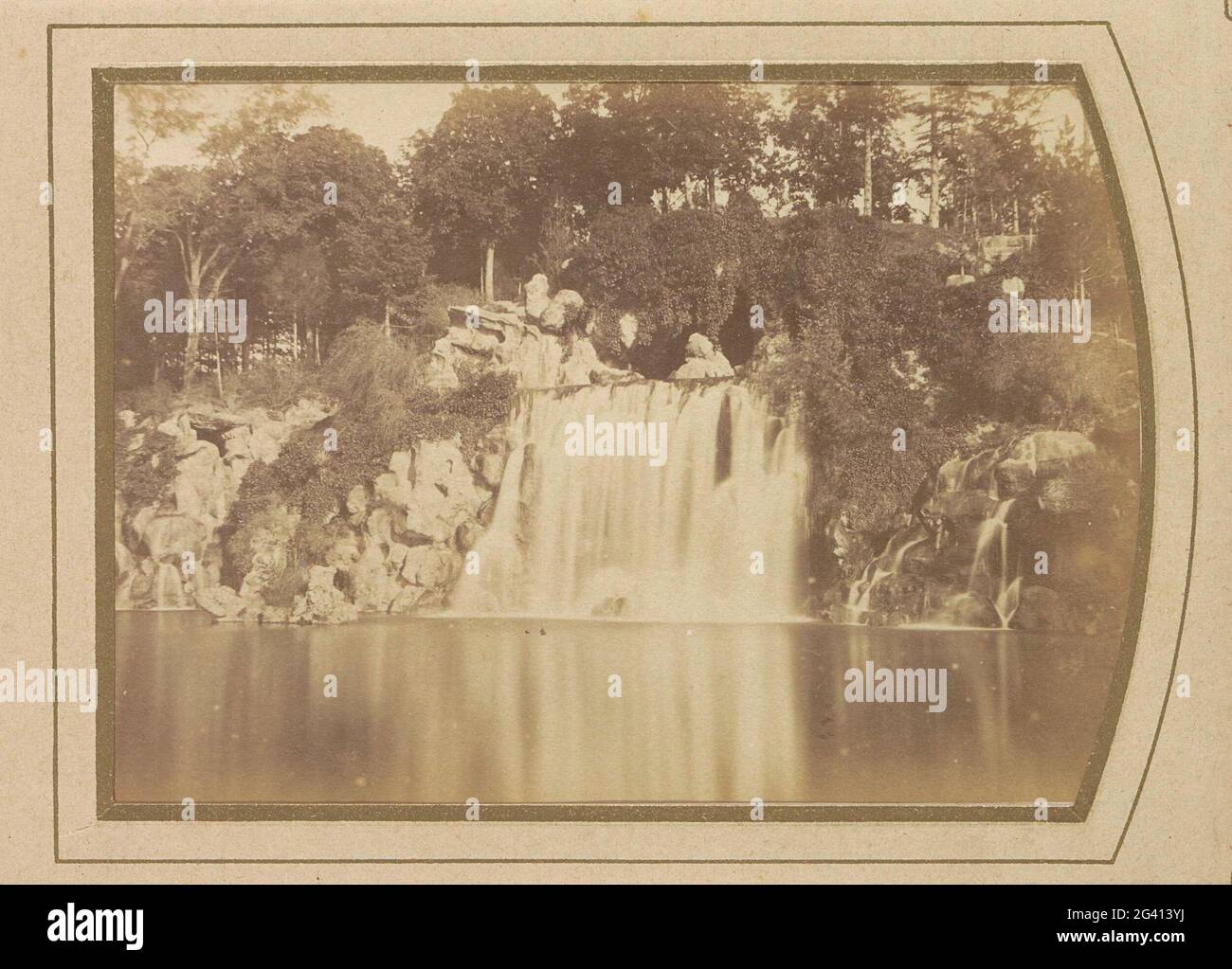Waterfall in the bois de boulogne in Paris; Cascade au bois de boulogne ...