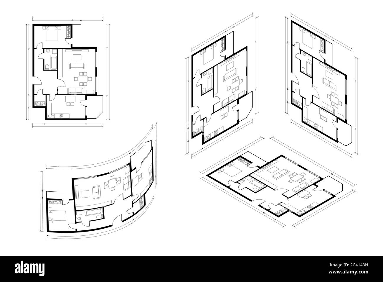 Isometric Architect Blueprint Vector Plan of Home. Blueprint House Plan ...