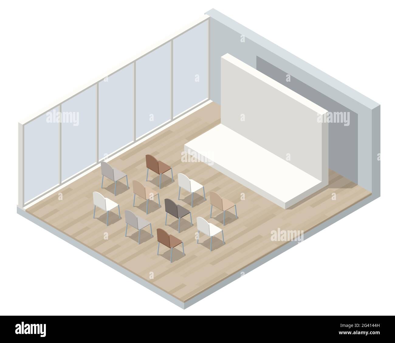 Isometric lecture hall, lecture audience. An empty large lecture room ...