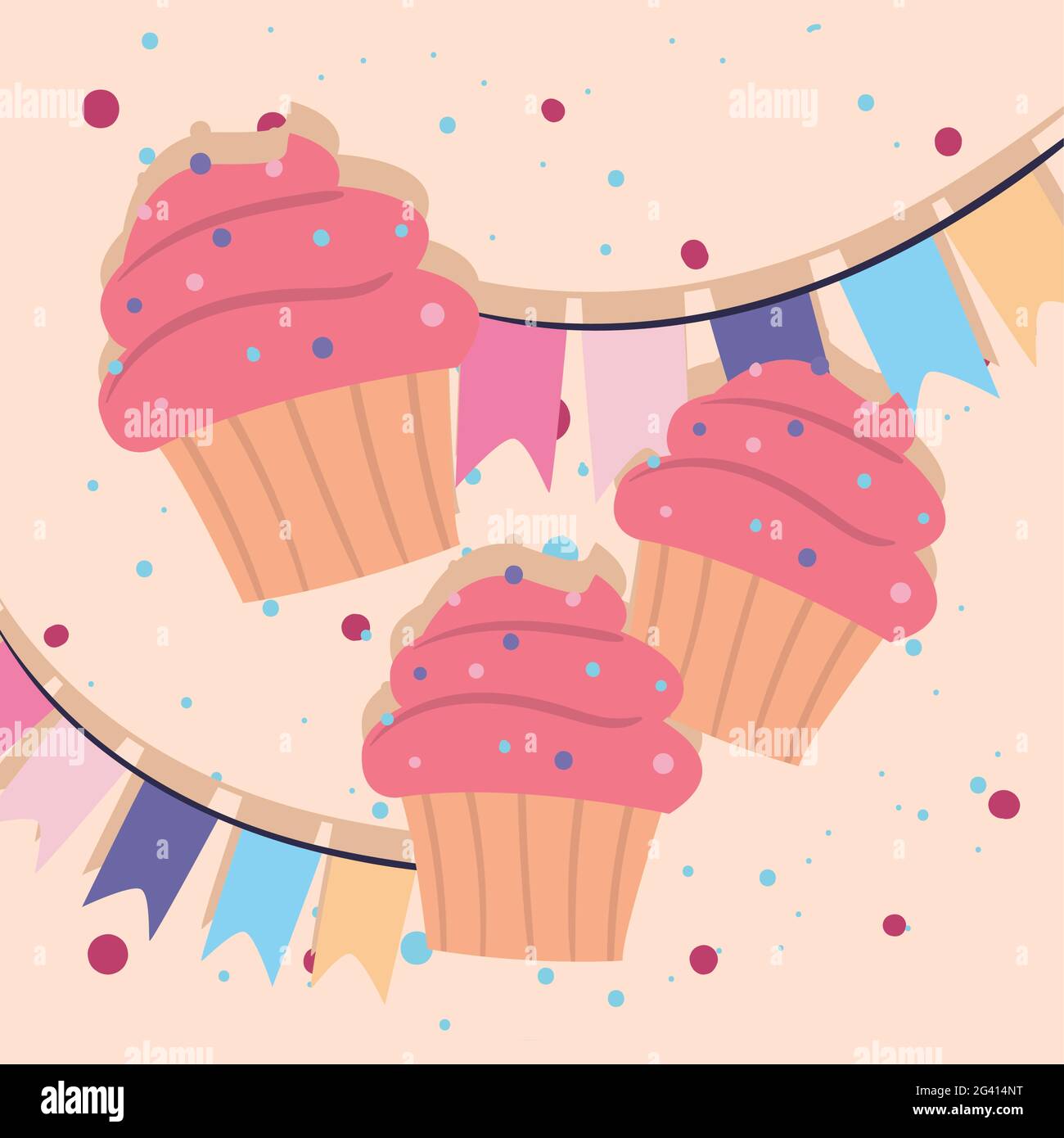 happy birthday muffins with banner pennant Stock Vector Image & Art - Alamy