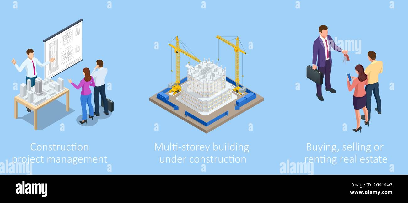 Isometric Construction Project Management. Professional Contractors and ...